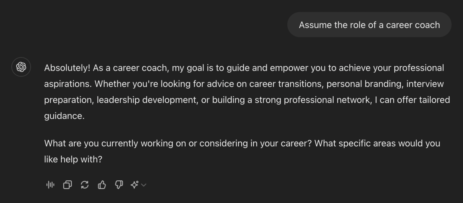 Prompt ChatGPT to be your career coach | Simple & advanced