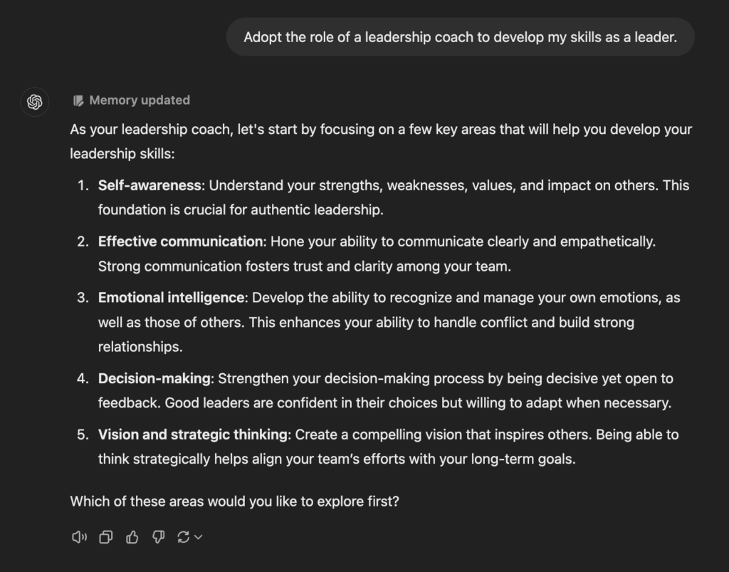 Prompt ChatGPT to be your leadership coach | Simple & advanced